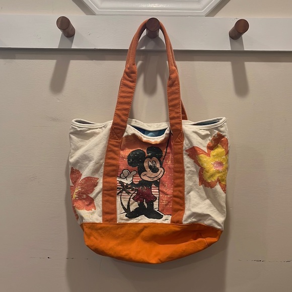 Disney | Bags | Disney Hawaiian Themed Mickey Mouse Canvas Tote Bag ...
